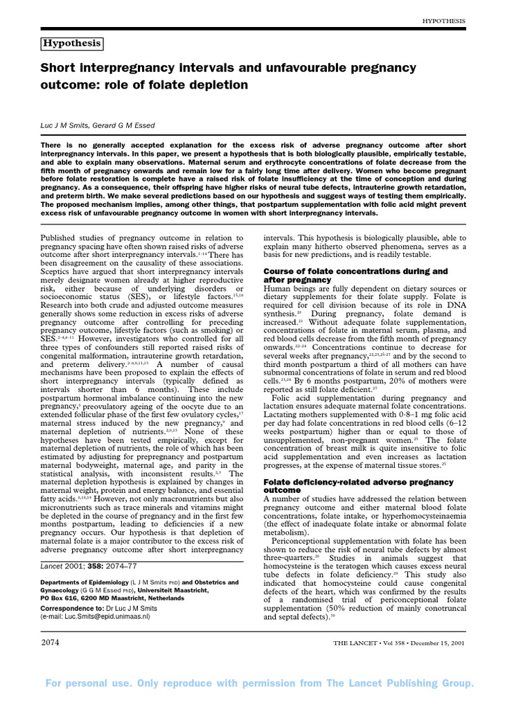 Short Interpregnancy Intervals and Unfavourable Pregnancy Outcome: Role ...