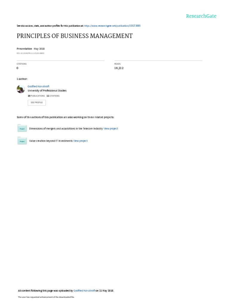 Principles of Business Management | PDF | Goal | Profession