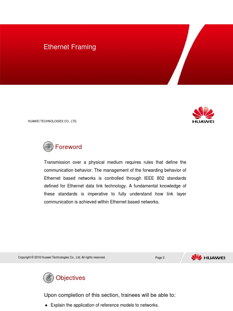 Ethernet Framing: Huawei Technologies Co., LTD | PDF | Computer Network | Internet Protocol Suite