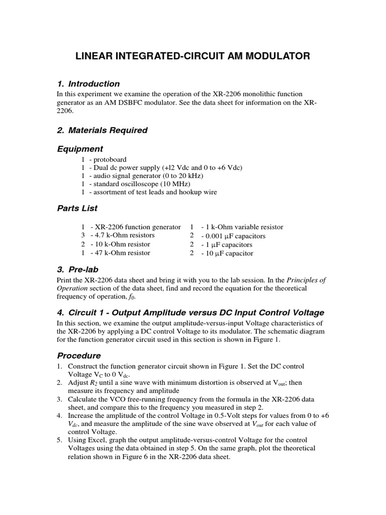 Lab3 LIC AM Modulator | PDF | Amplitude | Telecommunications Engineering