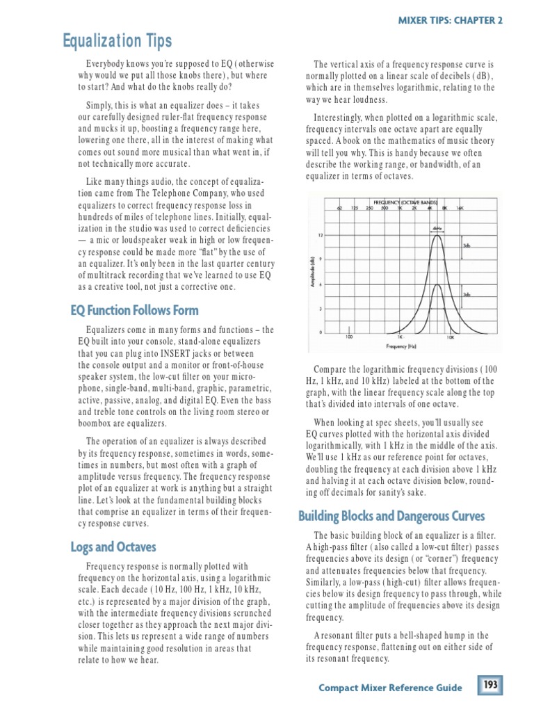 Equalization Tips: EQ Function Follows Form | PDF | Equalization (Audio) | Sound Technology