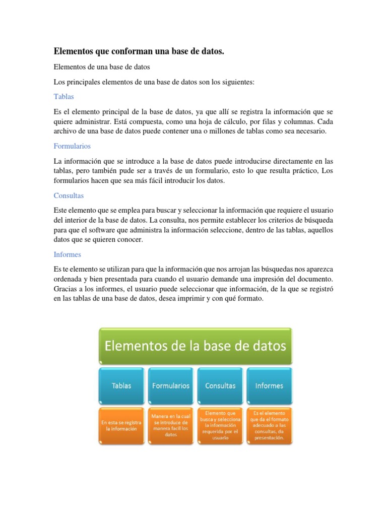 Elementos Que Conforman Una Base de Datos | PDF