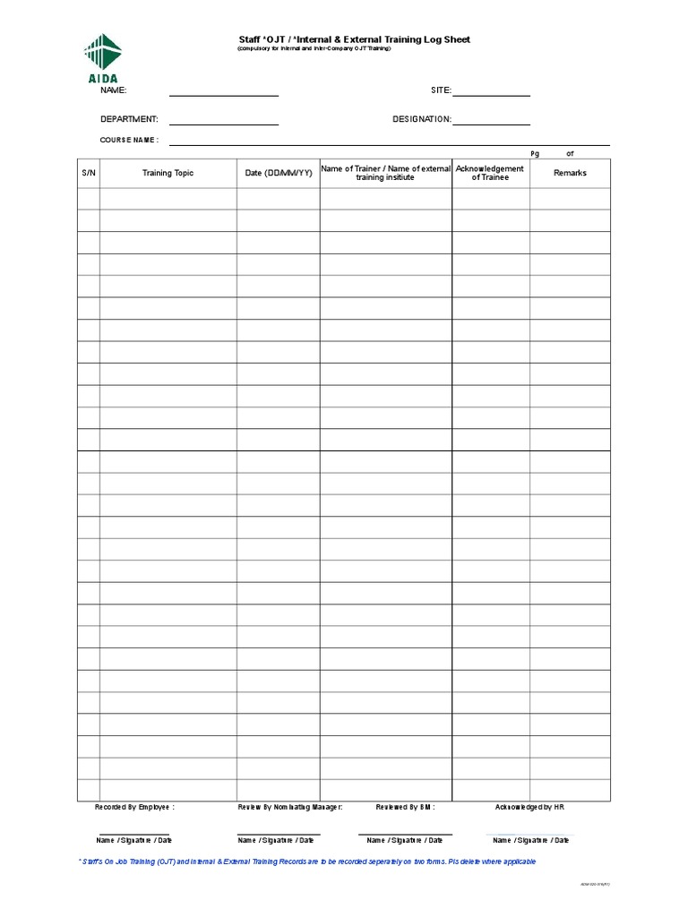 Ojt Form New Pdf