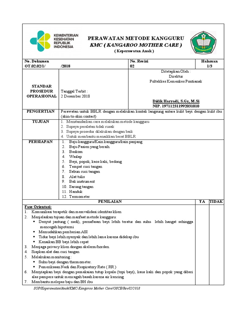 Sop KMC - Osce Anak 2018 | PDF