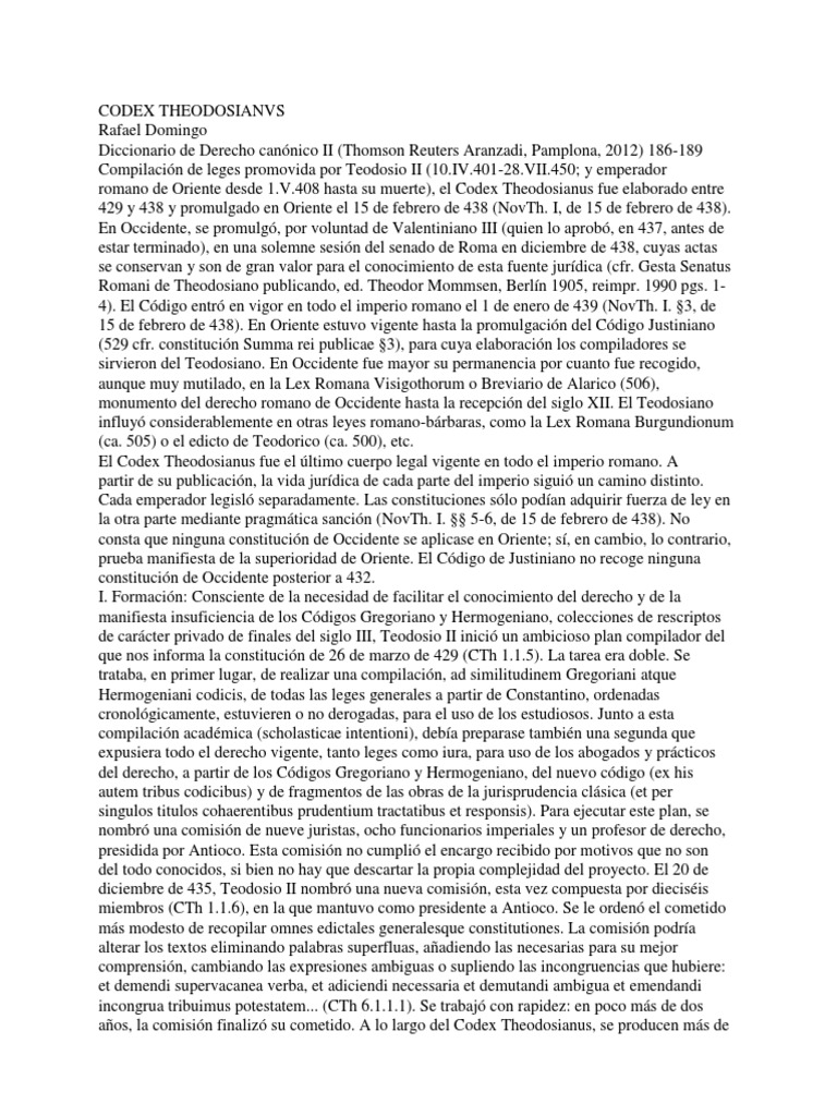 Codex Theodosianus. Estudio | PDF | Europa antigua | Antigüedad tardía