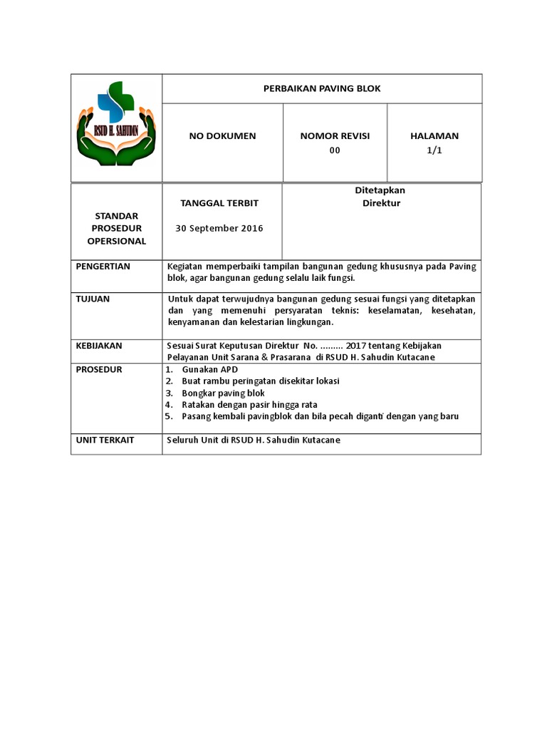 35 Sop Bangunan - Perbaikan Paving Block | PDF
