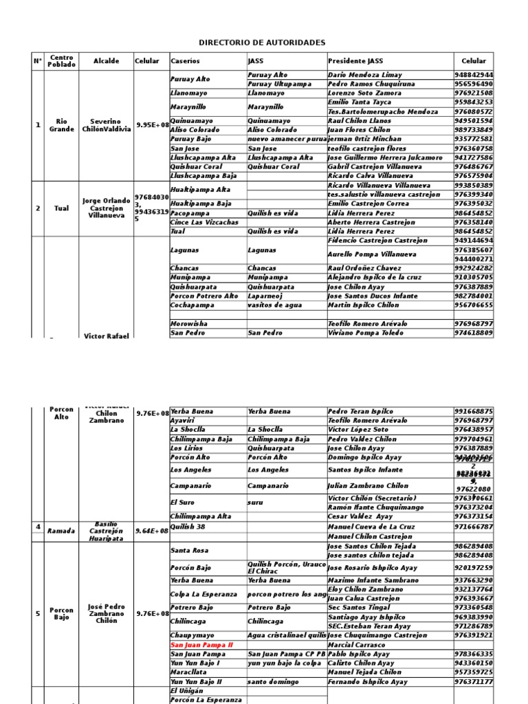 Directorio de Autoridades Locales | PDF