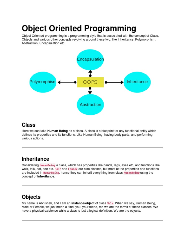 Object Oriented Programming | PDF | Class (Computer Programming) | Subroutine