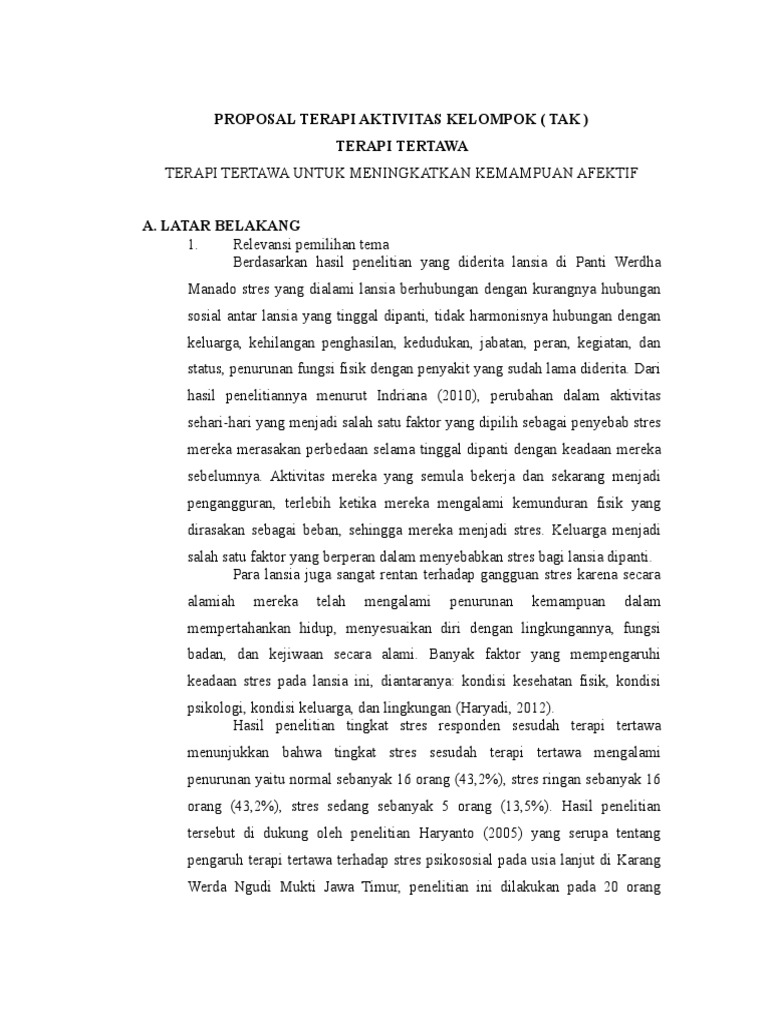 Proposal Terapi Tertawa | PDF