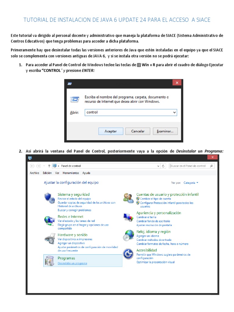 Tutorial de Instalacion de Java 6 Update 24 para El Acceso A Siace | PDF | explorador de ...