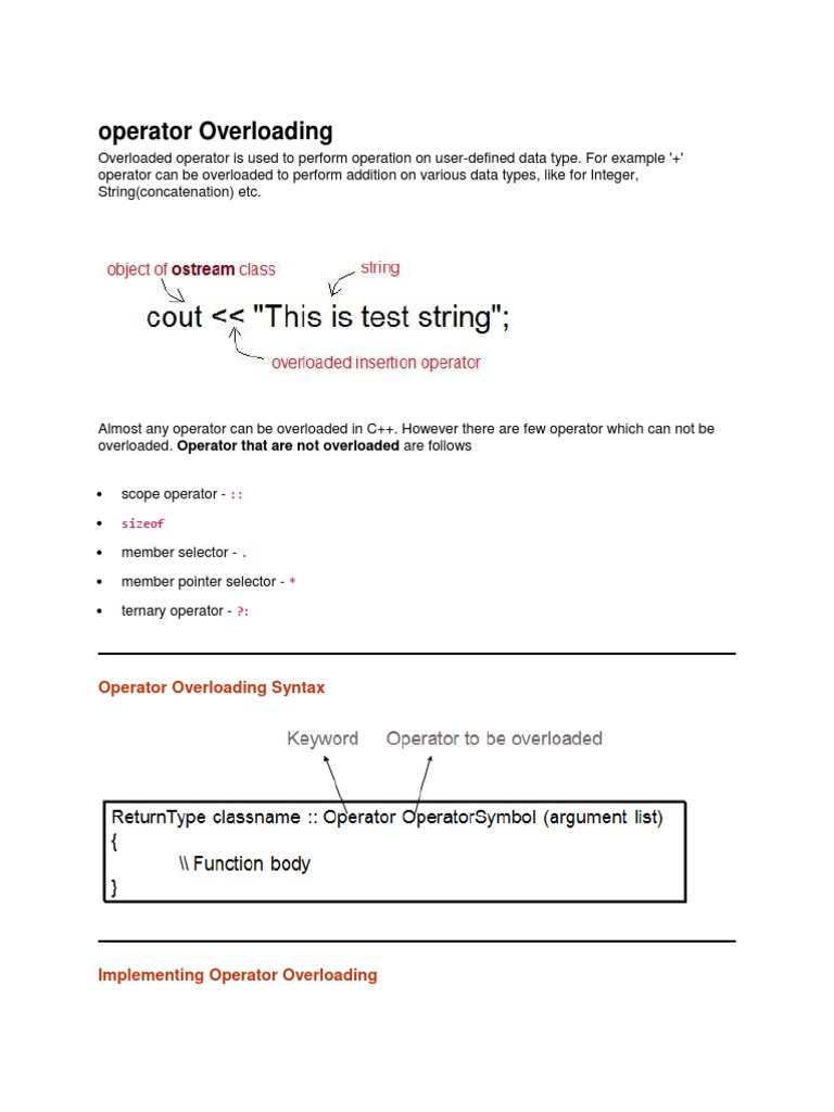 Operator Overloading | Download Free PDF | Class (Computer Programming ... Operator Overloading | Download Free PDF | Class (Computer Programming ...