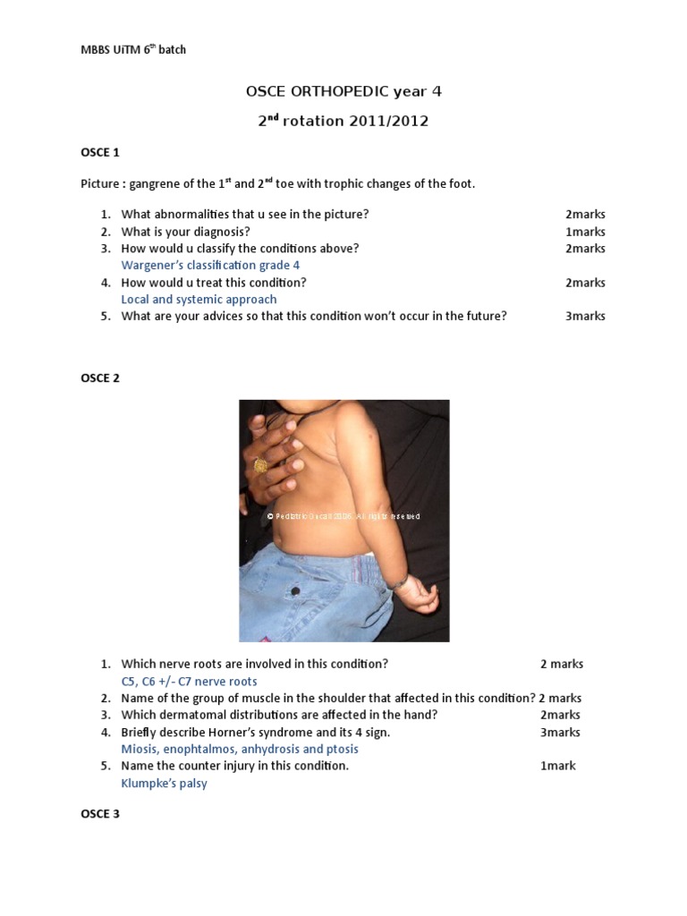 Osce Orthopedic Year 4 | PDF | Hip | Medicine