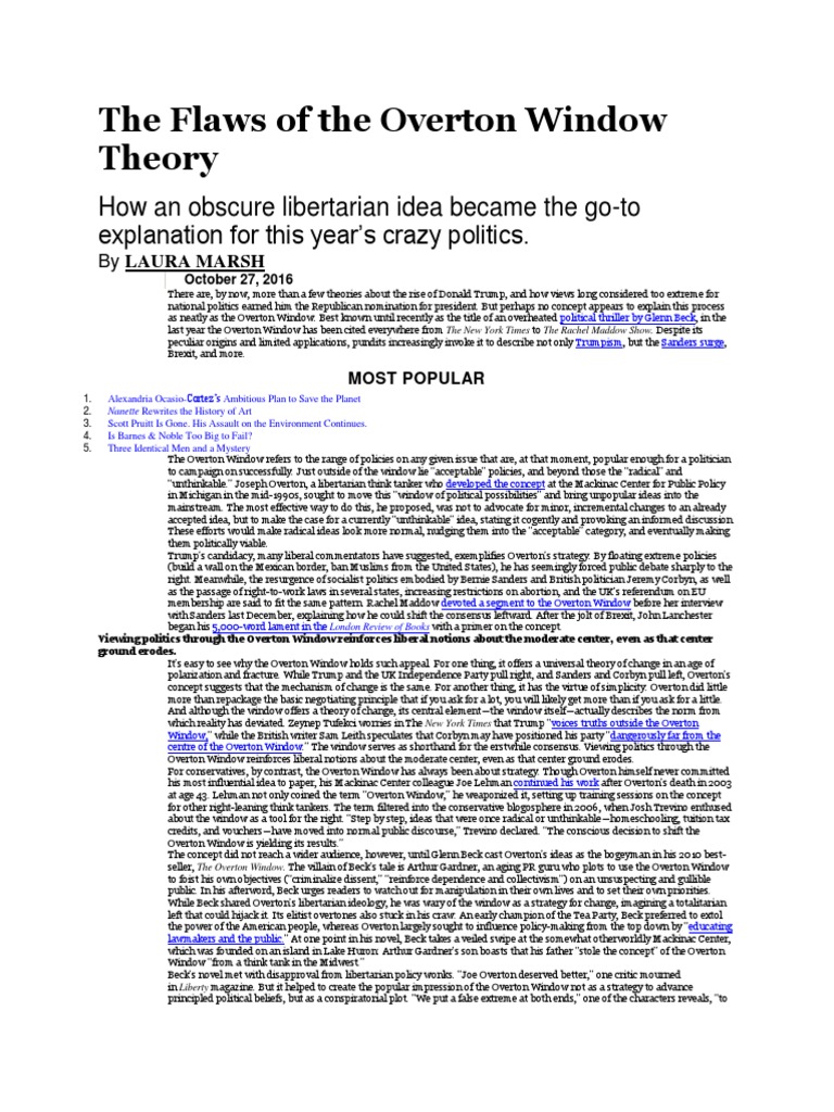 The Flaws of the Overton Window Theory | Bernie Sanders | United States ...
