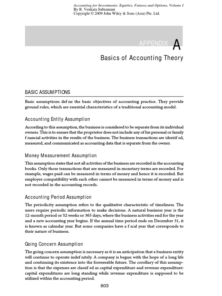 Basics of Accounting Theory: Appendix | PDF | Equity (Finance) | Expense