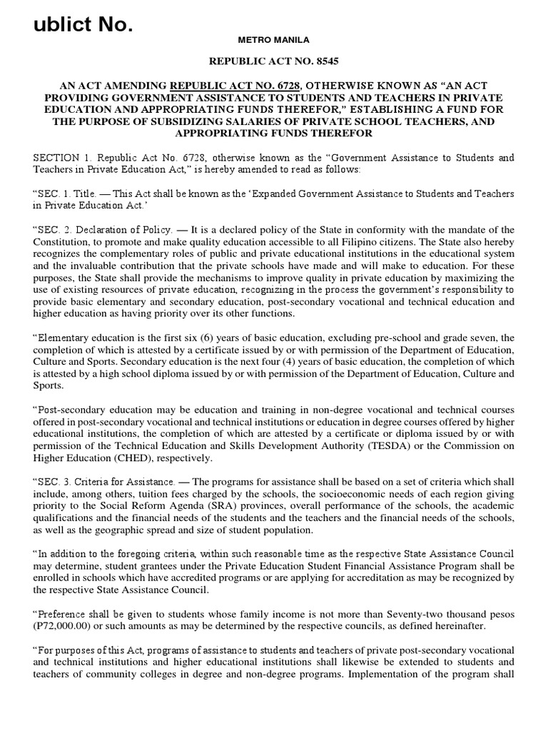 Ra 8545 | PDF | Private School | Vocational Education