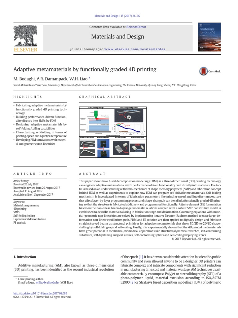 A Review of Applications in 4D Printing | PDF | 3 D Printing ...