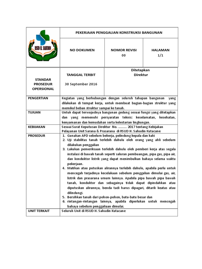 37 Sop Bangunan - Pekerjaan Penggalian | PDF