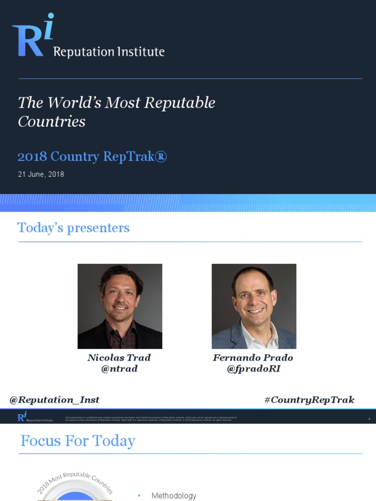 The World'S Most Reputable Countries: 2018 Country Reptrak® | PDF ...
