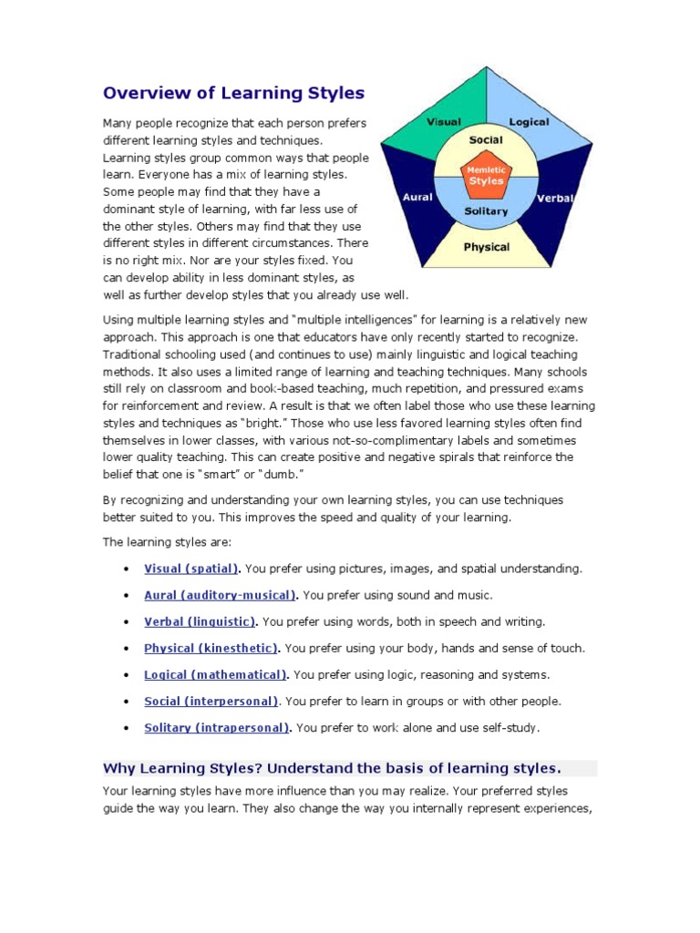 Why Learning Styles? Understand The Basis of Learning Styles | Download ...