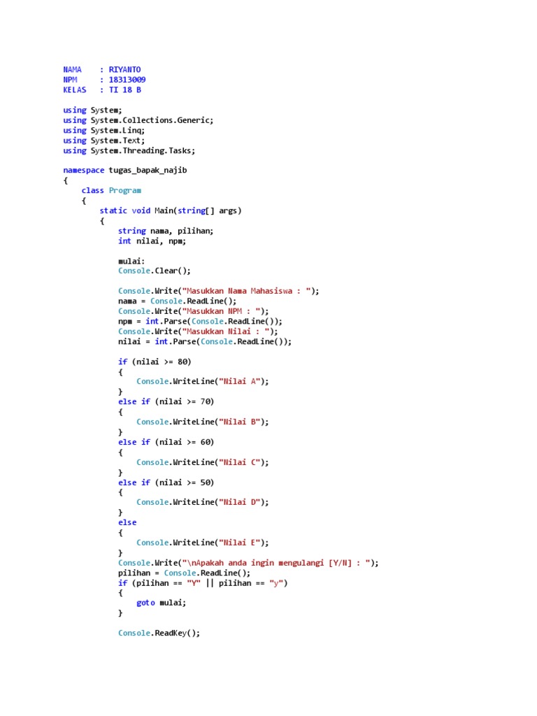 Nama: Riyanto NPM: 18313009 Kelas: Ti 18 B Using Using Using Using ...