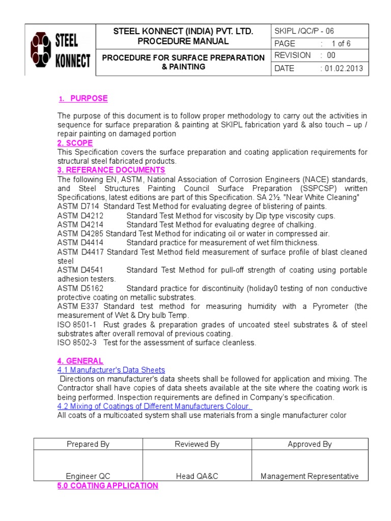 Surface Preparation & Painting Procedure | PDF | Relative Humidity ...