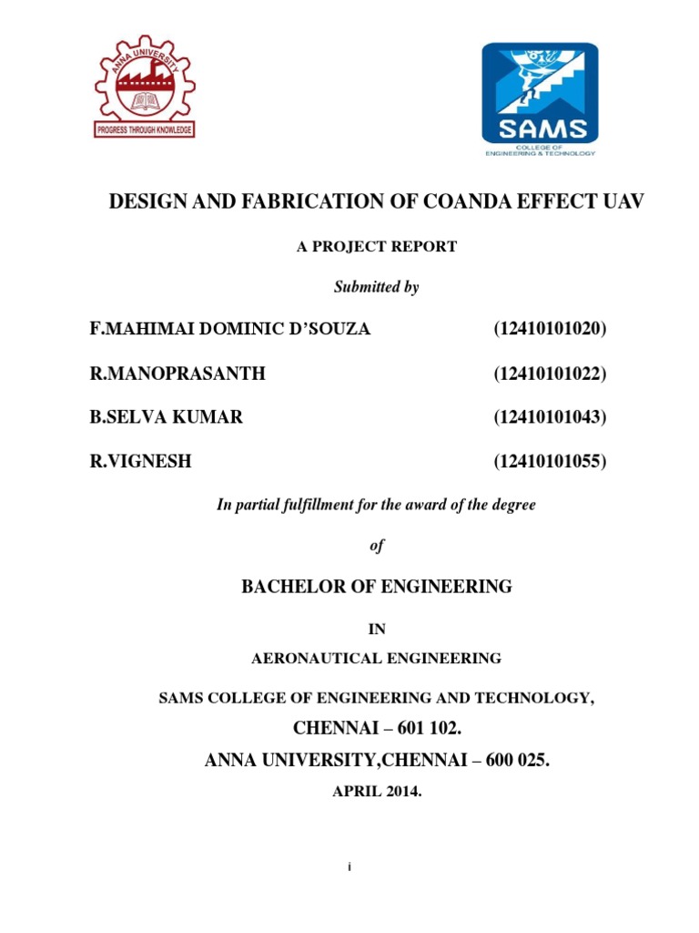 Project Report Front Page Template | PDF | Drag (Physics) | Lift (Force)