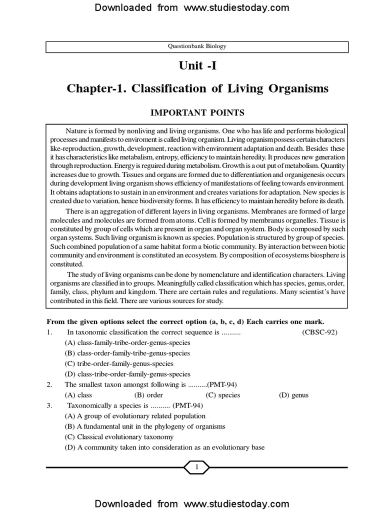 Biology Classification Quiz | PDF | Genus | Taxonomy (Biology)