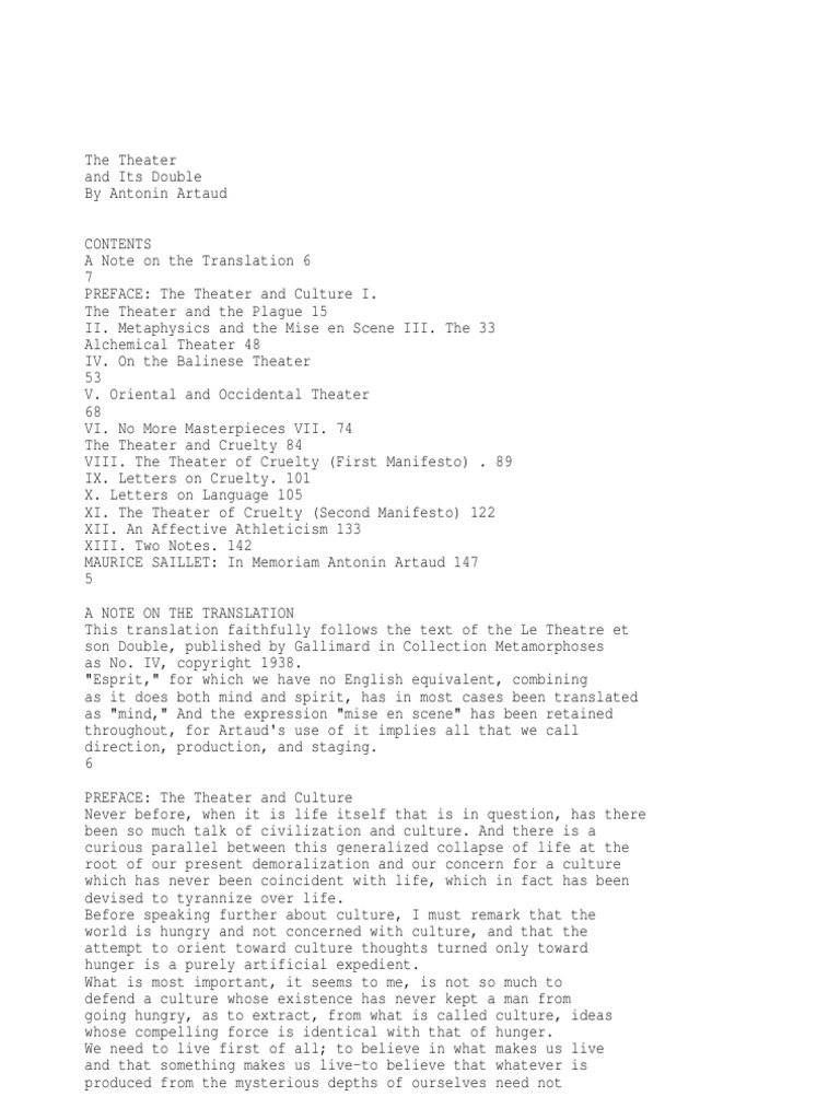 Artaud, Antonin - The Theater and Its Double | PDF | Black Death ...