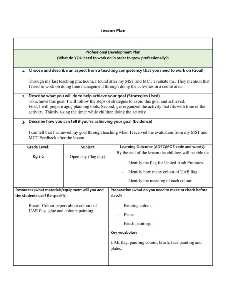 Lesson Plan 4 Flag Day - Semester 6 1 | PDF | Lesson Plan | United Arab ...
