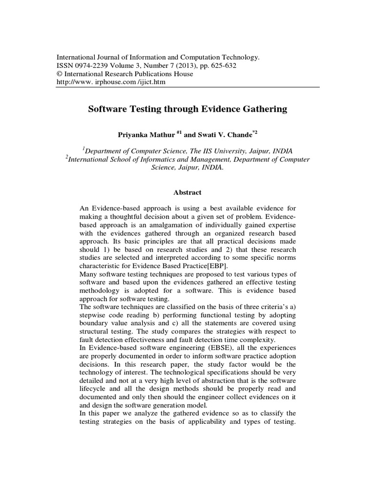 Software Testing Through Evidence Gathering | PDF | Software Testing ...