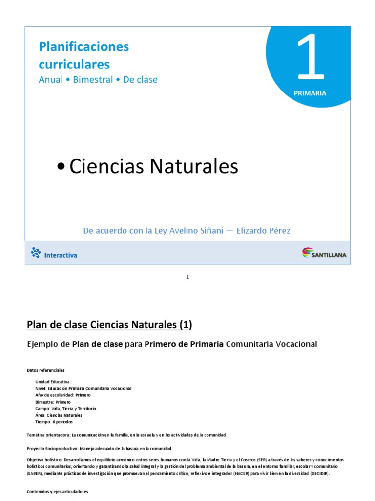 8 Plan de Clase - Ciencias Naturales 1ro Primaria | PDF | Alimentos ...