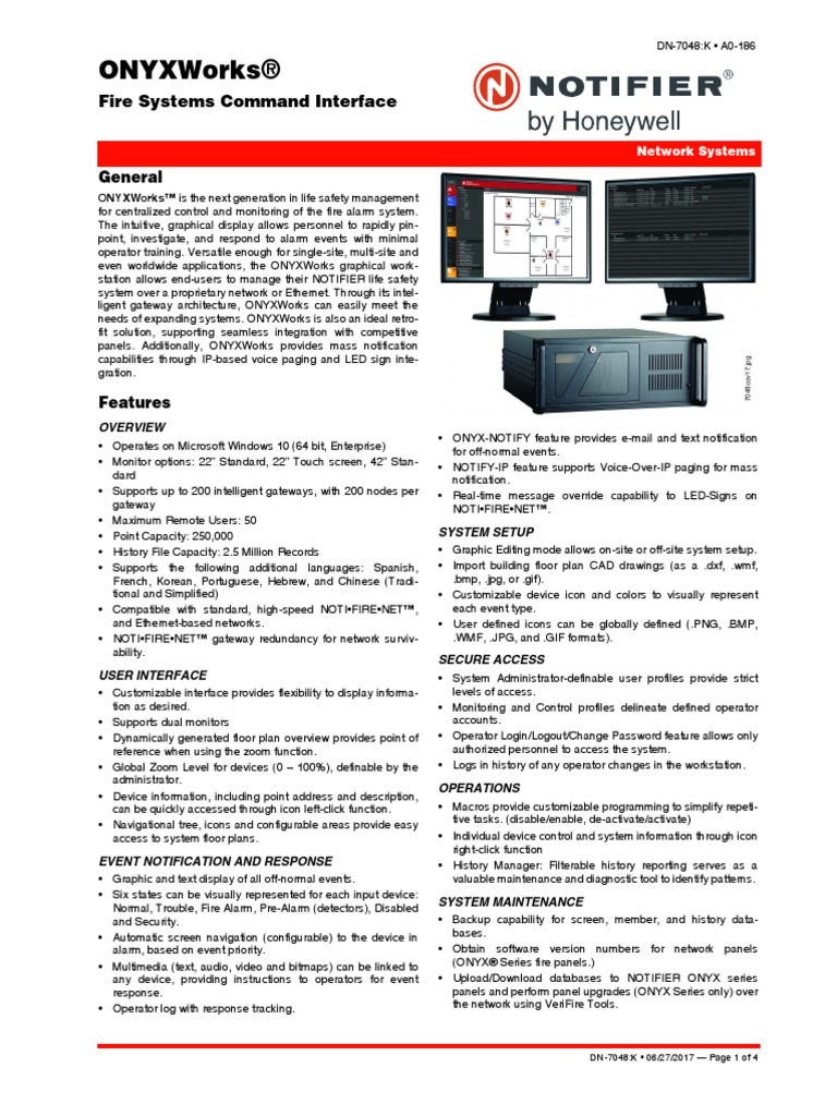 Onyxworks®: Fire Systems Command Interface | PDF | Gateway (Telecommunications) | Computer Network