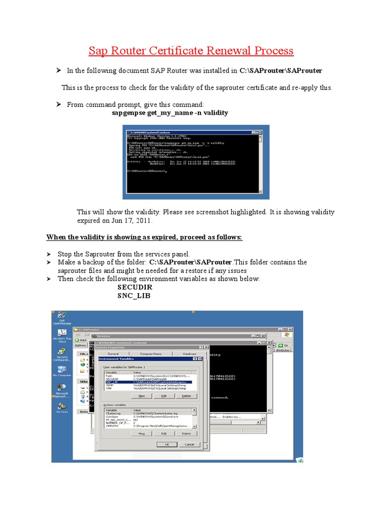 Sap Router Certificate Renewal Process: Sapgenpse Get - My - Name - N Validity | PDF | Computer ...