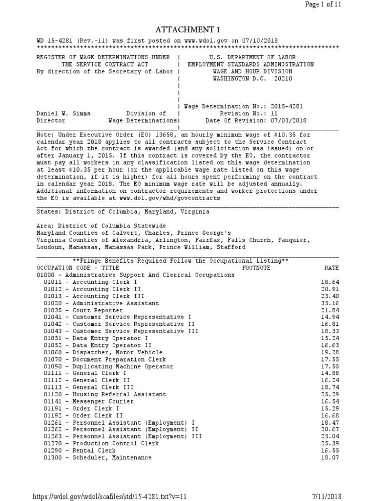 Register of Wage Determinations Under The Service Contract Act, U.S ...