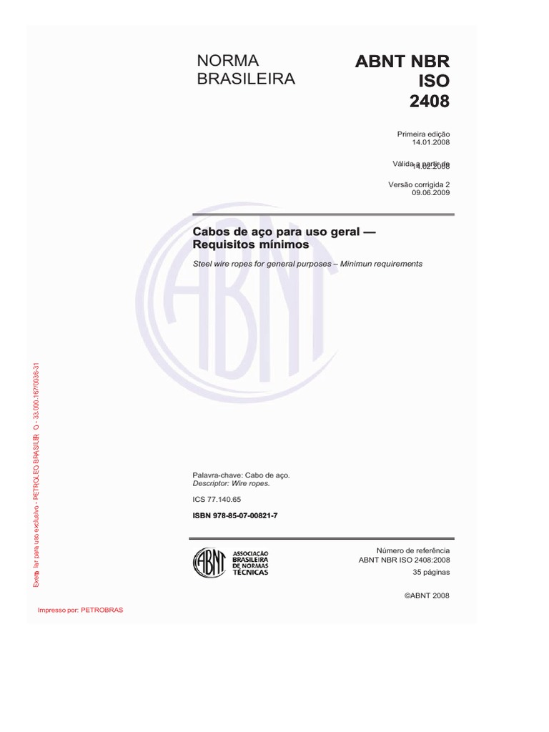 Abnt NBR Iso 2408 2009 PDF | PDF | Aço | Engenharia Civil