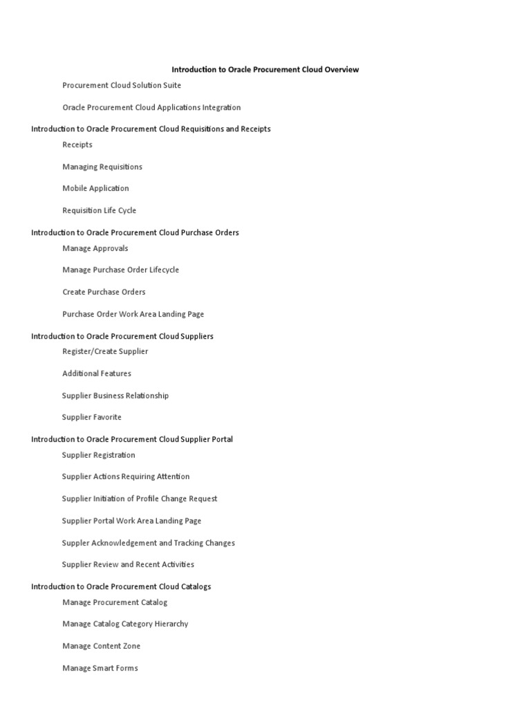 Introduction To Oracle Procurement Cloud Overview | PDF