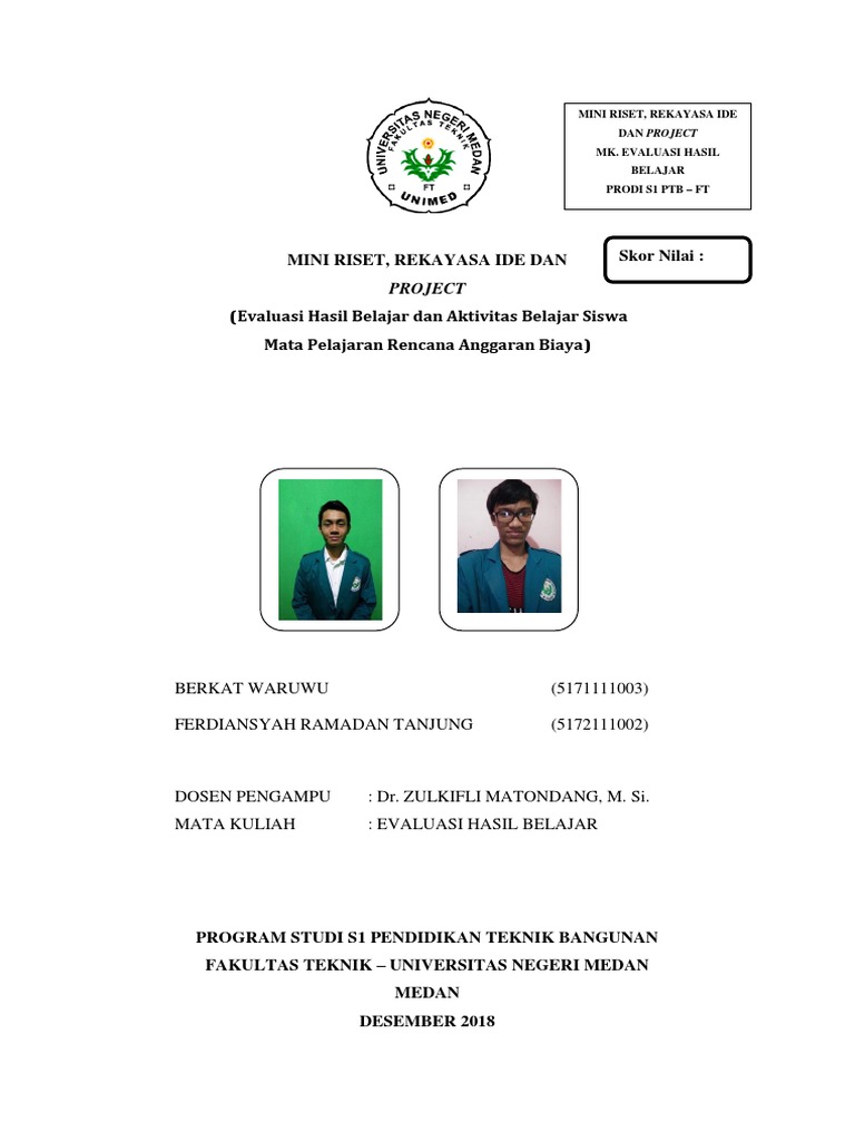 Cover LAPORAN AKHIR MINI RISET, REKAYASA IDE DAN PROJECT EVALUASI HASIL ...