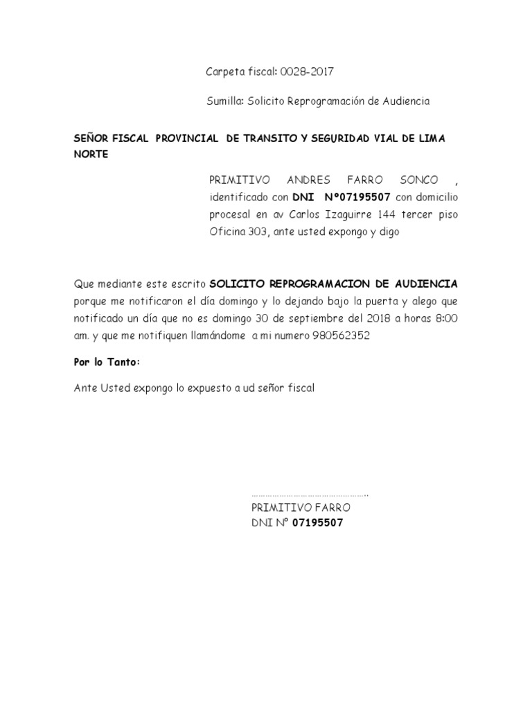 Escrito Reprogramacion | PDF