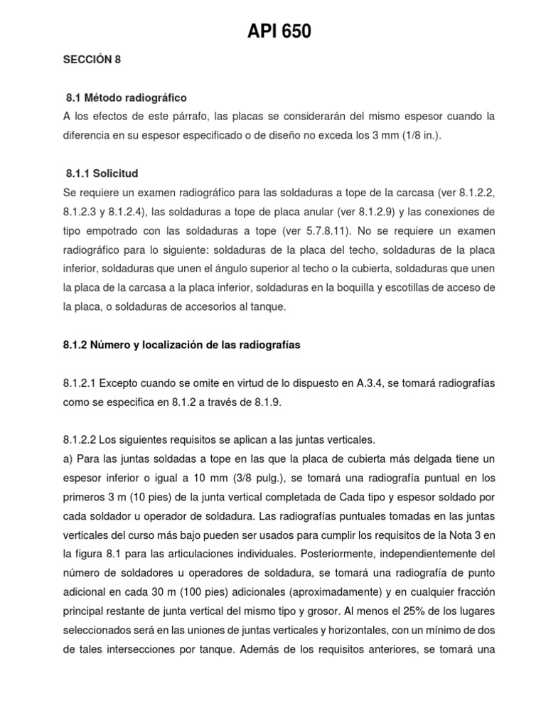 Api 650 | PDF | Rayo X | Soldadura
