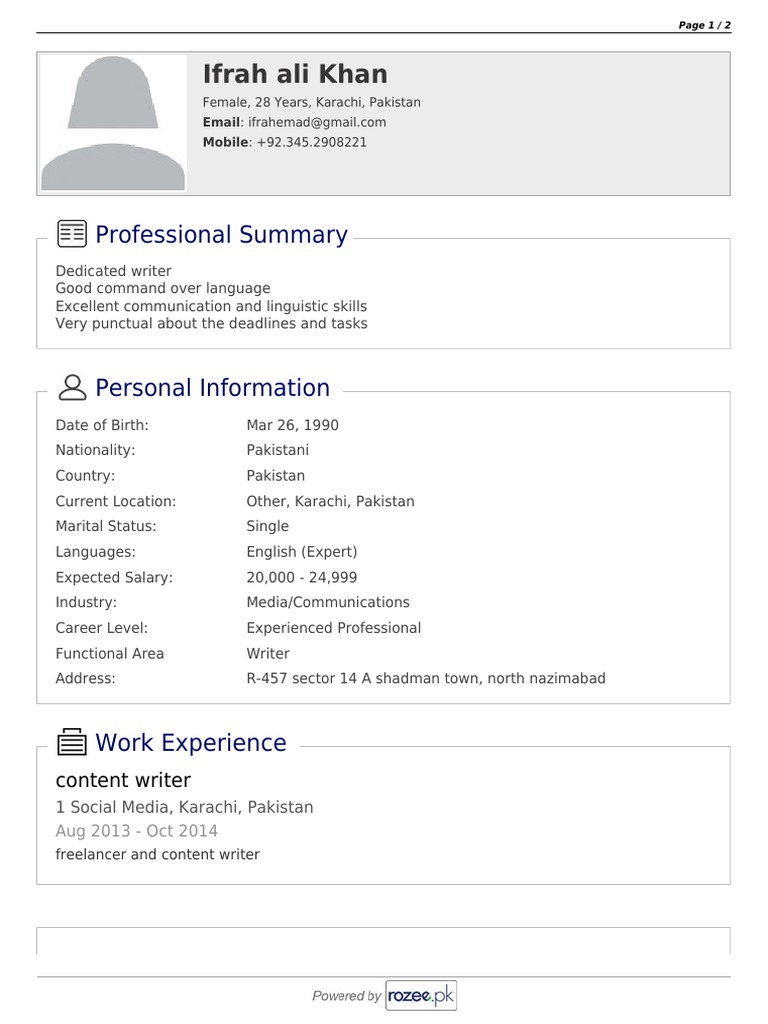 Ifrah Ali Khan: Professional Summary | PDF