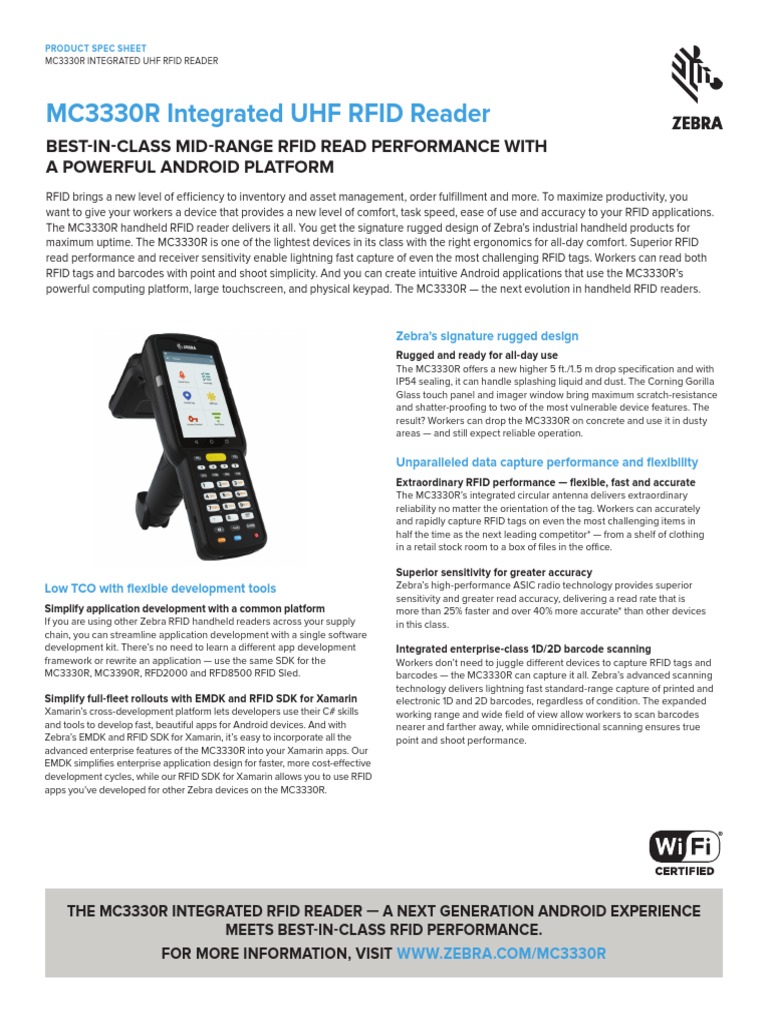MC3330R Integrated UHF RFID Reader: Best-In-Class Mid-Range Rfid Read Performance With A ...