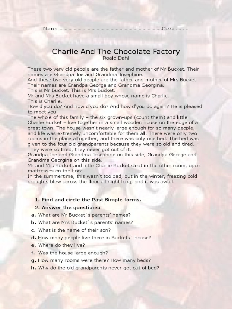 Charlie and The Chocolate Factory Reading Comprehension | PDF