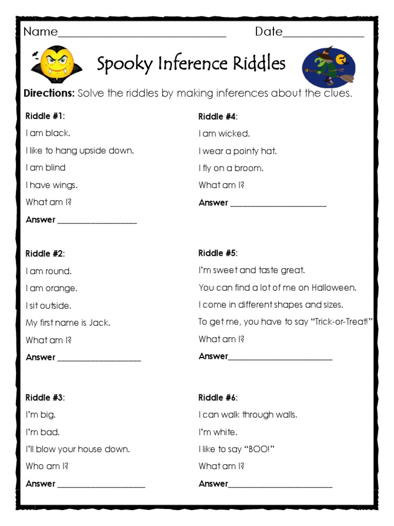 Spooky Inference Riddles for Kids | PDF