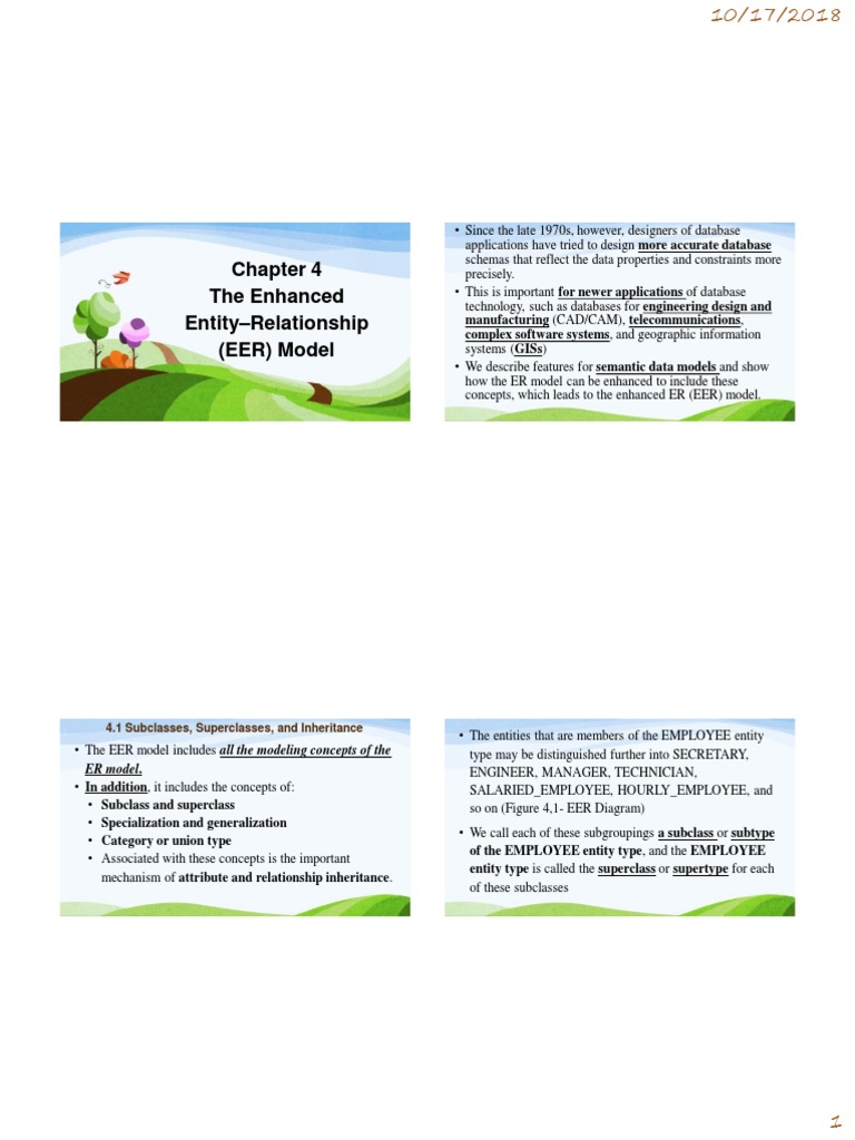 The Enhanced Entity - Relationship (EER) Model | PDF | Inheritance (Object Oriented Programming ...