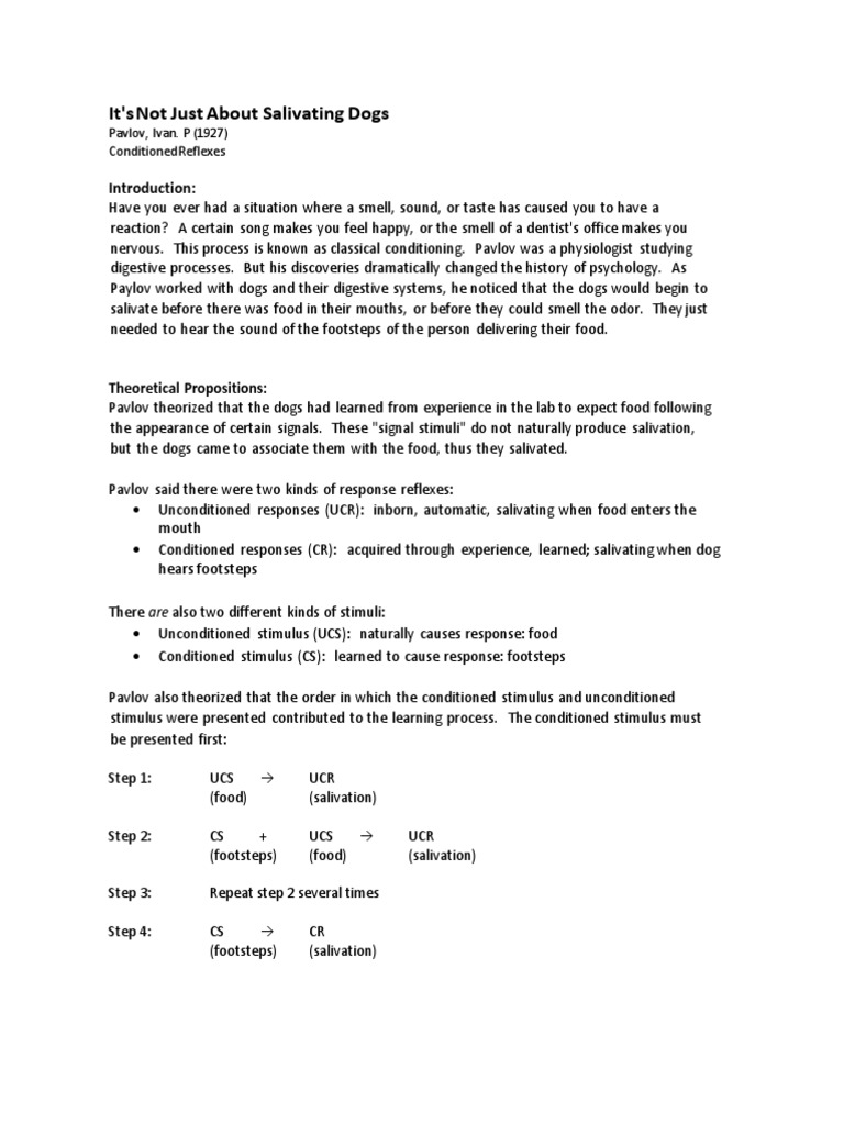 Its Not Just About Salivating Dogs | PDF | Classical Conditioning ...
