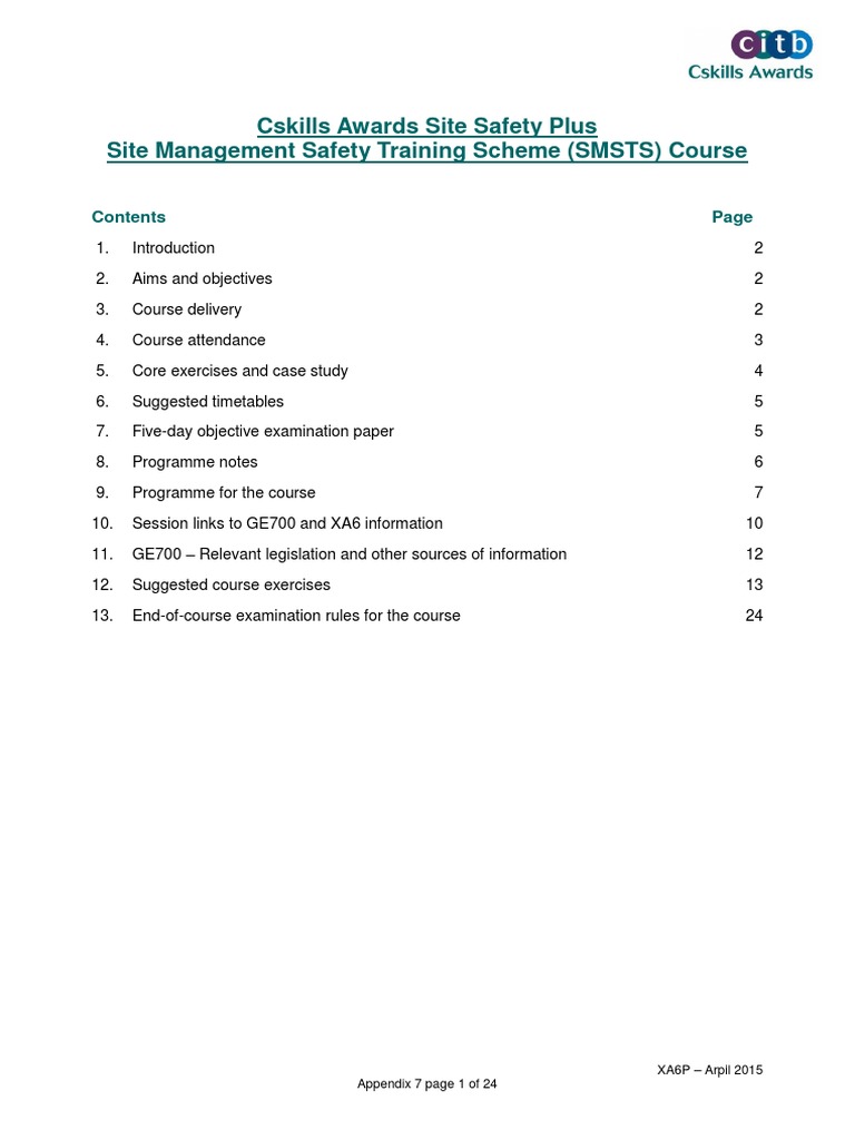 Ssp-Appendix 07 Smsts CDM | PDF | Occupational Safety And Health | Test ...