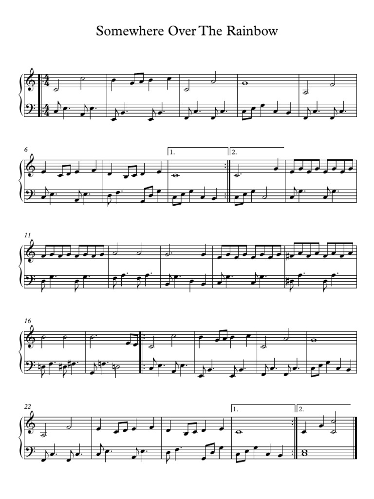 Somewhere Over The Rainbow Piano | PDF