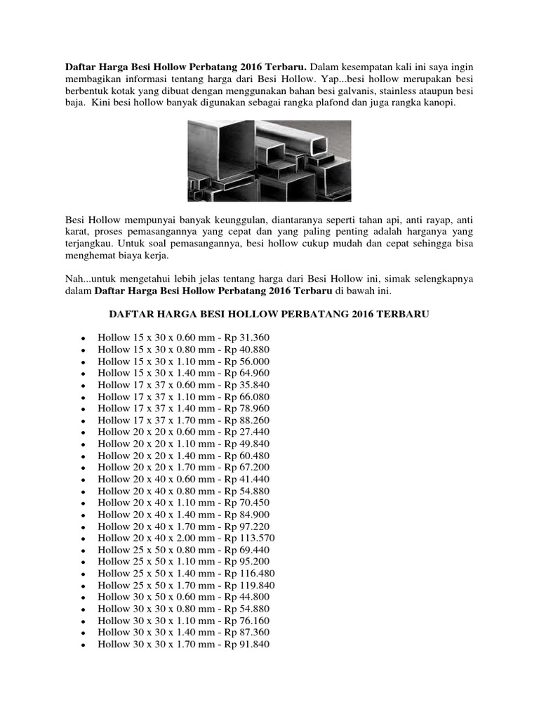 Besi Holo Harga | PDF