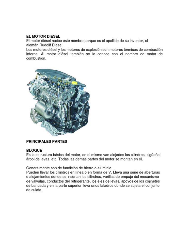Motores diésel: principales partes y funcionamiento | PDF | Pistón ...