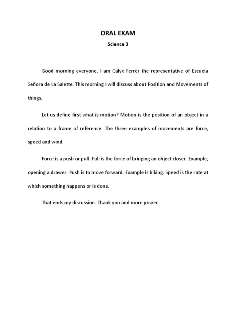 Oral Exam | PDF